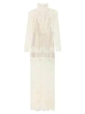 Rabanne Lace-panelled Long-sleeve Maxi Dress - Neutrals