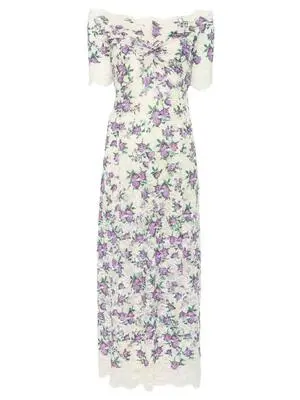 Rabanne Floral-embroidered Lace-texture Midi Dress - Neutrals