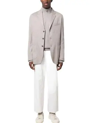MANDELLI Single-breasted Notched-lapels Blazer - Neutrals
