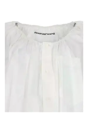Alexander Wang Ruched-neck Mini Shirt Dress - White