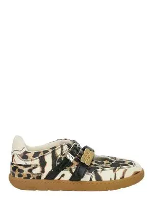 GANNI Animal-print Buckle Ballet Flats - Neutrals