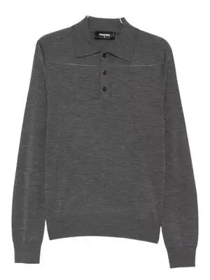 Dsquared2 Upside Down Long-sleeve Polo Shirt - Grey