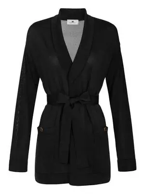 ELISABETTA FRANCHI Elisabetta Franchi Black Viscose Yarn Cardigan With Shawl Collar