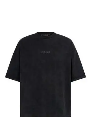 Roberto Cavalli Snake-print Logo-detailed T-shirt - Black