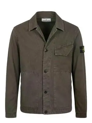 Stone Island Logo-patch Button-up Jacket - Grey
