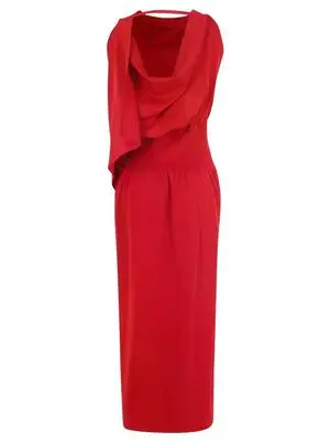 CFCL Knitted Draped Maxi Dress - Red