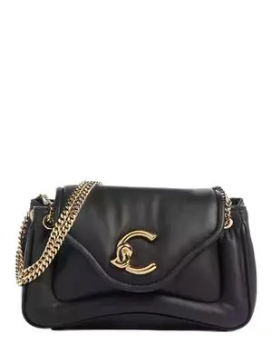 COCCINELLE Small C-me Logo-plaque Padded Shoulder Bag - Black