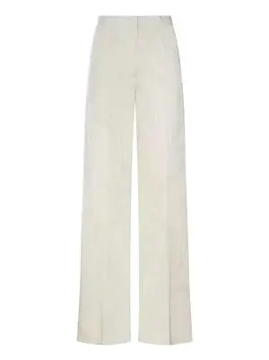 FORTE_FORTE Floral-jacquard Wide-leg Trousers - Neutrals
