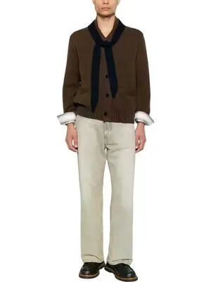 Sacai Scarf-detail Buttoned Cardigan - Brown