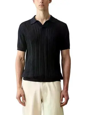 Karl Lagerfeld Ribbed-knit Short-sleeve T-shirt - Blue