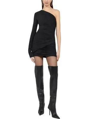 Roberto Cavalli One-shoulder Ruched Mini Dress - Black