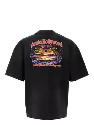 Amiri Sunny Place Graphic-print Cotton T-shirt Black