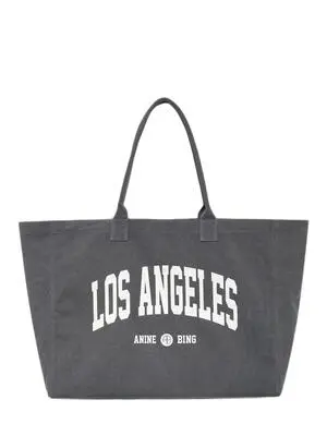 ANINE BING Leo Canvas Tote Los Angeles University Washed - Grey