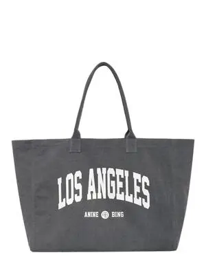 ANINE BING Leo Canvas Tote Los Angeles University Washed - Grey