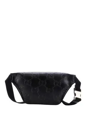 Gucci Gg Embossed Perforated Leather Small Belt Bag Black