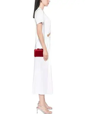 FERRAGAMO 2010-2026 Satin Vara Bow Evening Clutch On Chain Crossbody Bag - Red