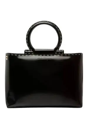 FERRAGAMO 2010-2026 Patent Gancini Top Handle Satchel - Black
