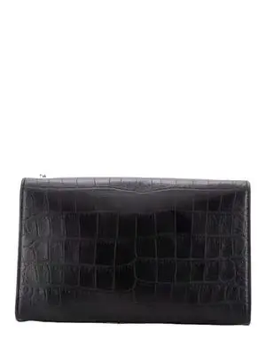 Saint Laurent Classic Monogram Tassel Crocodile Embossed Leather Medium Crossbody Bag - Black