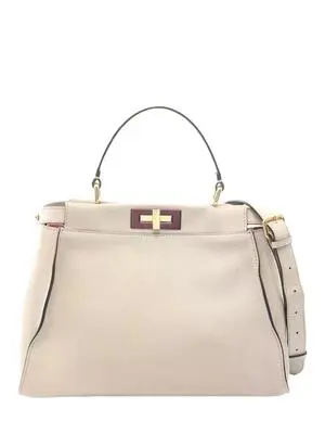 Fendi 2000-2010 Medium Leather Peekaboo Iconic Satchel - Neutrals