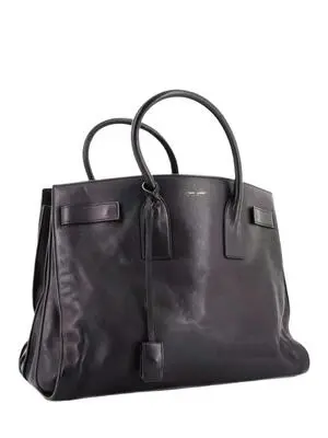Saint Laurent Sac De Jour Bag Leather Large Tote Bag - Black