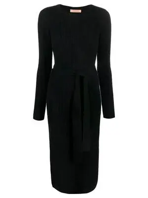 YVES SALOMON Ribbed-knit Midi Dress - Black