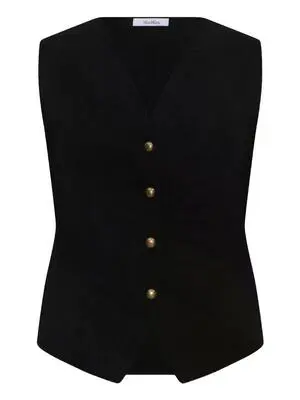 Max Mara Gola Button-up Vest - Black