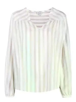 Woolrich Striped V-neck Blouse - Neutrals