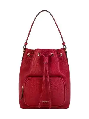 LA ROSE Drawstring Pocket Bucket Bag - Red