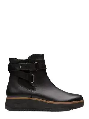 Clarks Zylah Faye Leather Ankle Boots - Black