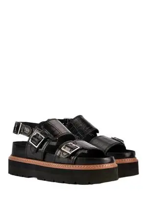 Clarks Orianna Glide Croc-effect Platform Sandals - Black