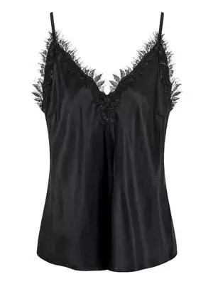 Gold Hawk Lace-trim Camisole Top - Black