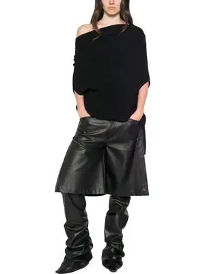 Rick Owens Off-shoulder Asymmetric-hem Sweater - Black