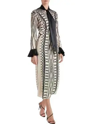 TEMPERLEY LONDON Cressida Pussy-bow Midi Dress - Neutrals