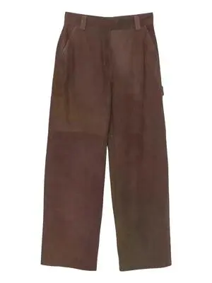 IRO PARIS Leather Panelled Trousers - Brown