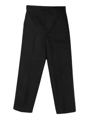 Prada Pressed-crease Logo-plaque Trousers - Black