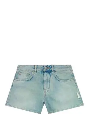 Off-White College Patch Denim Shorts - Blue