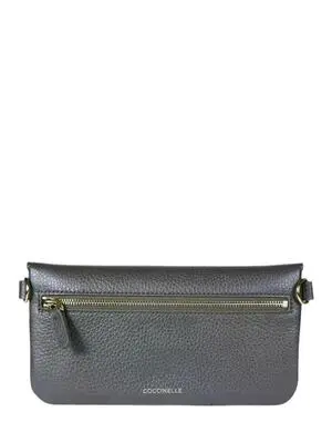 COCCINELLE C-me Lock Grained Leather Shoulder Bag - Grey