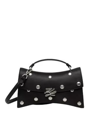 Karl Lagerfeld Stud-embellished Logo Crossbody Bag - Black