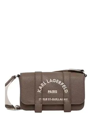 Karl Lagerfeld Logo-embroidered Grained Shoulder Bag - Brown