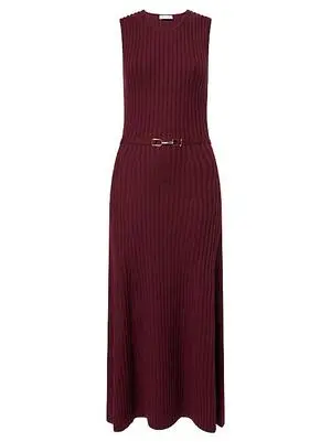 Gabriela Hearst Belted Wool And Cashmere Blend Maxi Dress - Bordeaux