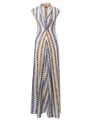 Missoni V-neck Cap-sleeve Woven Maxi Dress - Multi Light Version