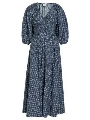 Matteau Printed Cotton-poplin Midi Dress - Blue