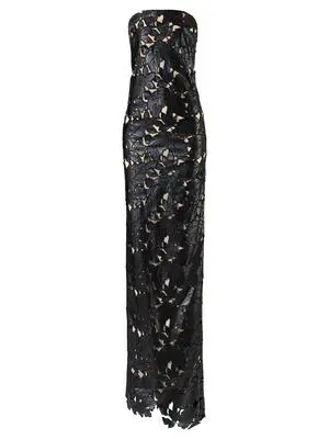 LA FUORI Strapless Lace Column Maxi Dress - Black