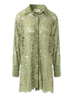 LA FUORI Sage Seduction Embroidered Shirt - Green