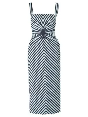 Carolina Herrera Ruched Cotton-blend Pencil Dress - Stripe