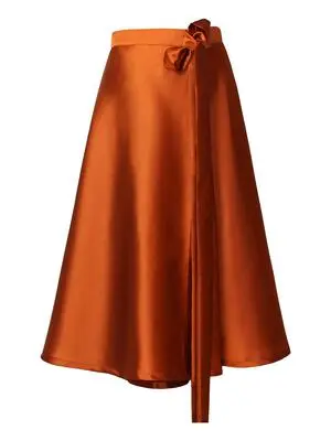 RICHA SHARMA Bronze Hued Taffeta Silk Midi Skirt - Brown
