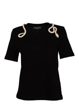HOUSE OF LAINES LONDON Embellished Snake T-shirt - Black