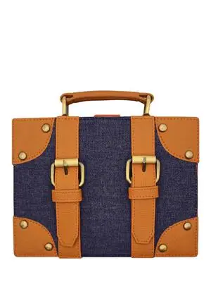 RICHA SHARMA Mini Briefcase Denim And Vegan Leather Bag - Blue