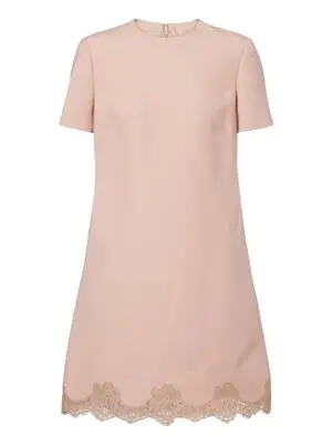 Valentino Garavani Crepe Couture Lace-trimmed Mini Dress - Pink