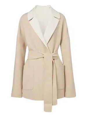Eleventy Reversible Wool Wrap Coat - Beige